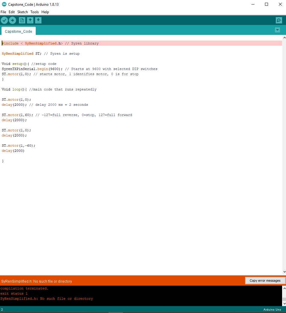 Arduino Library with Syren motor driver - Motors, Mechanics, Power and ...