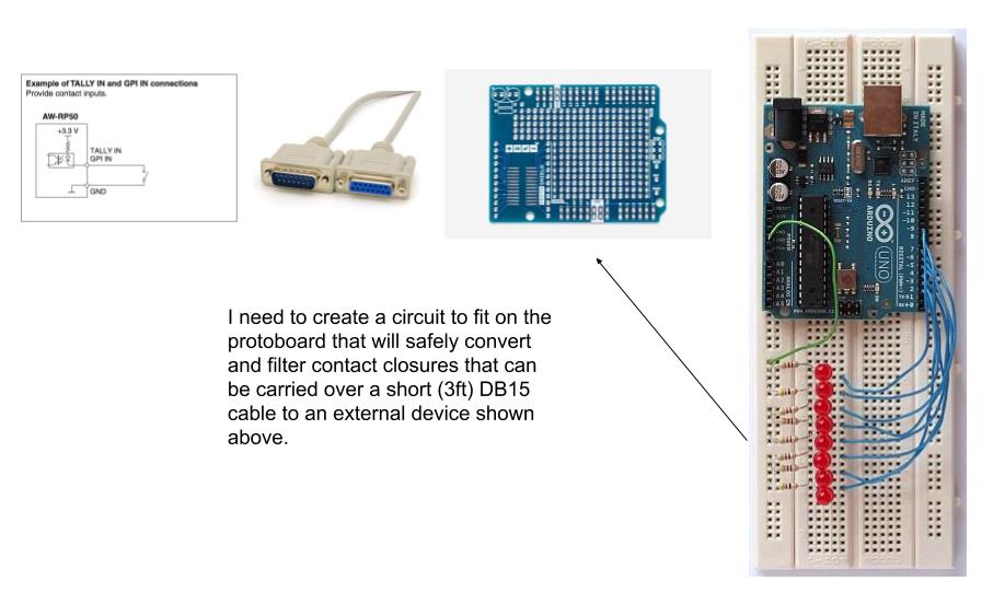 Filtered contact closures for external device over DB15 cable - LEDs ...