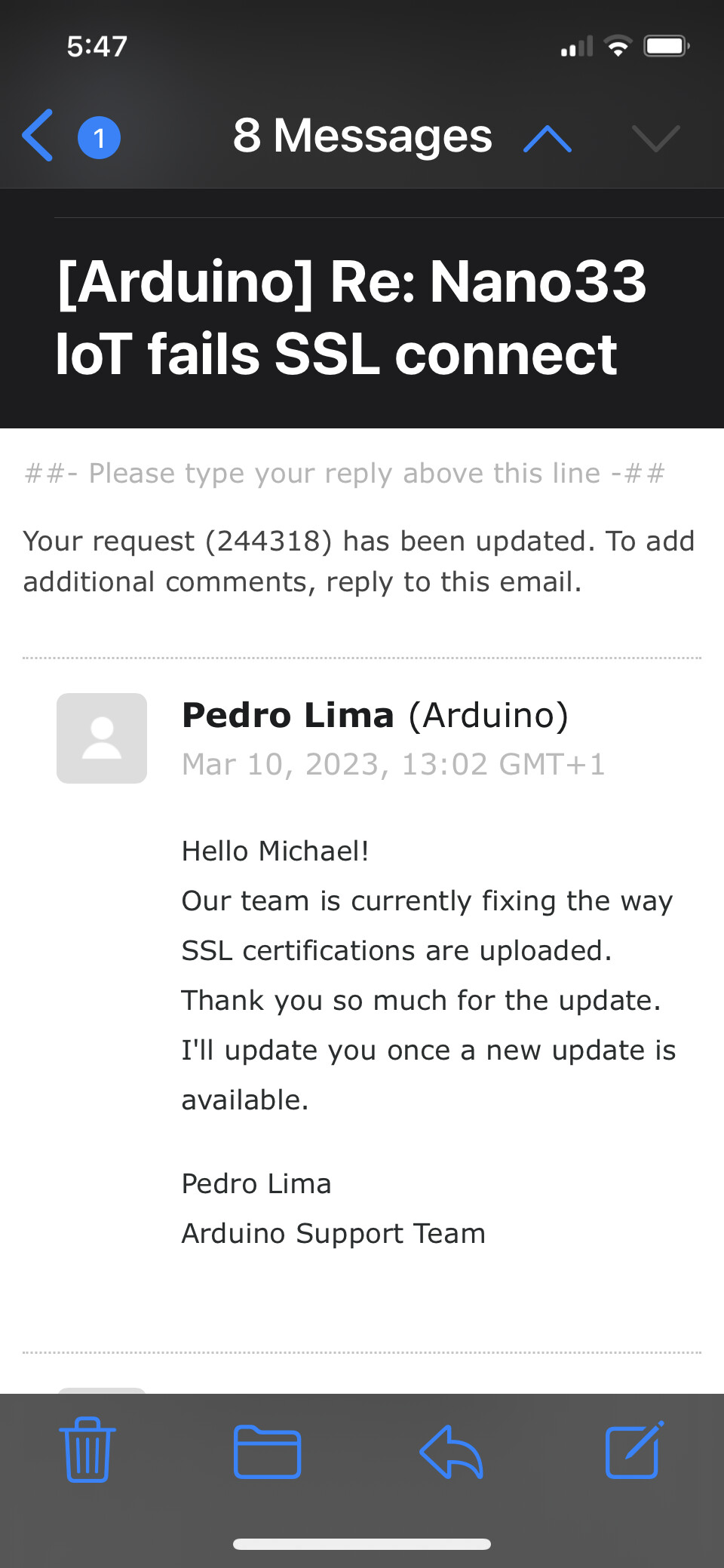 WiFiNINA SSL connection example fails - Networking, Protocols, and Devices - Arduino Forum