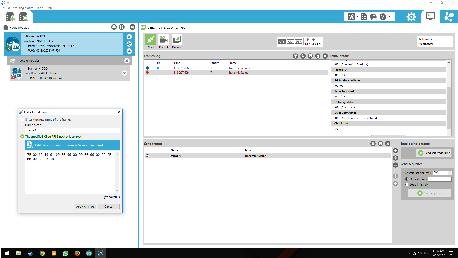 Receive Xbee Frames Using Arduino Uno Networking Protocols And Devices Arduino Forum