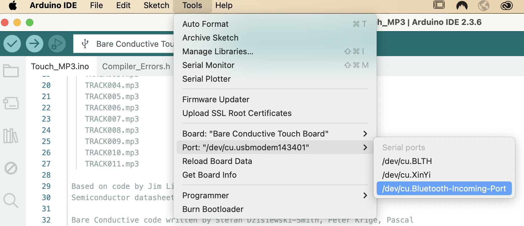Bare Conductive Touch Board Bootloader Issue - 3rd Party Boards - Arduino Forum