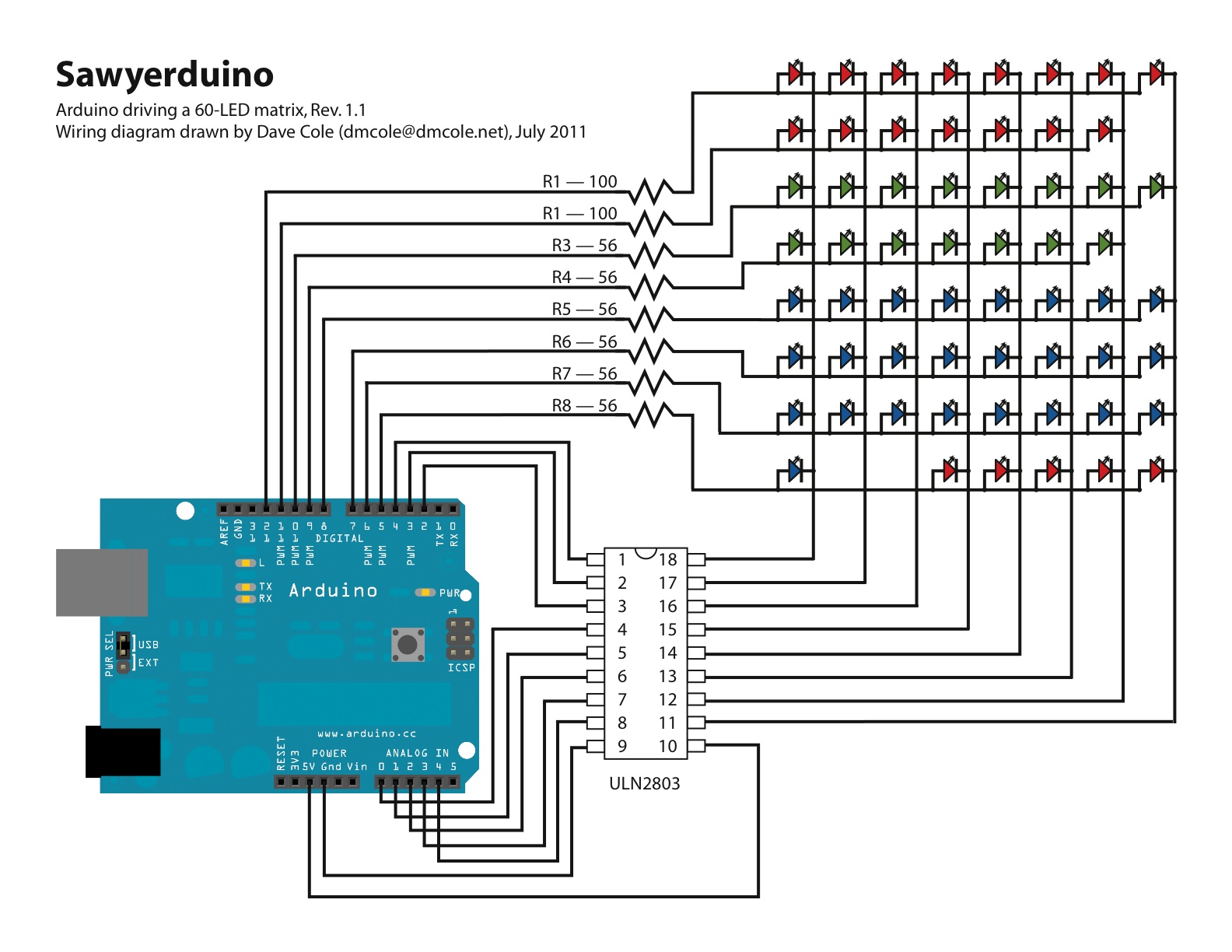 Custom Matrix Dimming Individual Leds Page 2 Leds And Multiplexing Arduino Forum