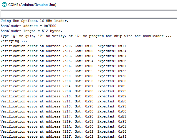 Trying To Burn A Bootloader Problem Verification Error Ide 1x Arduino Forum
