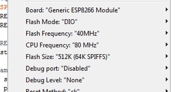ESP8266 - What settings do I need to use to send sketches to it? - IDE 1.x - Arduino Forum