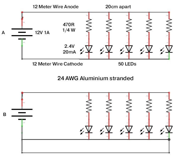 Long Led String At Parallel Power Drop Leds And Multiplexing
