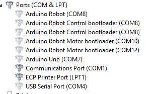 [Resolved] Arduino Robot - Control board white screen and disconnecting com port - IDE 1.x ...