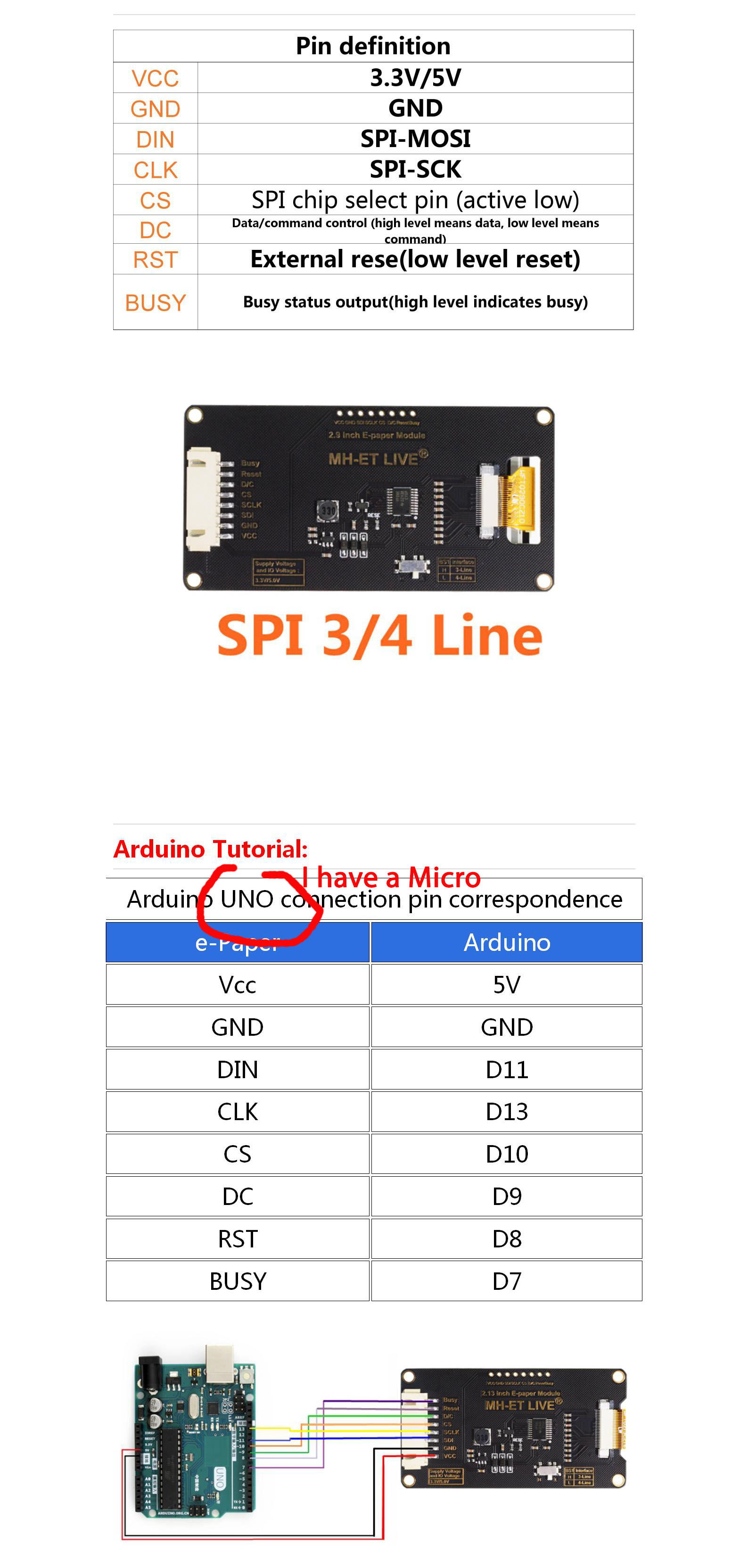 How Connect Arduino Micro To E Ink Screen Displays Arduino Forum