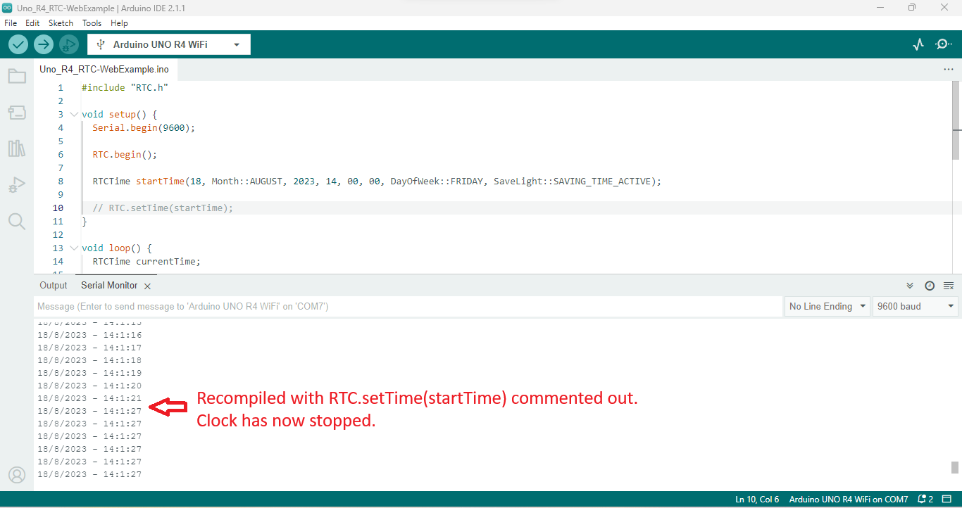 Uno R4 RTC shows zero time on reboot - UNO R4 WiFi - Arduino Forum