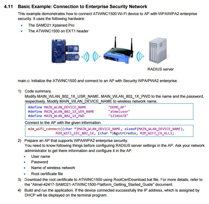 WPA2 Enterprise should be available on ATWINC1500 - Networking, Protocols, and Devices - Arduino ...