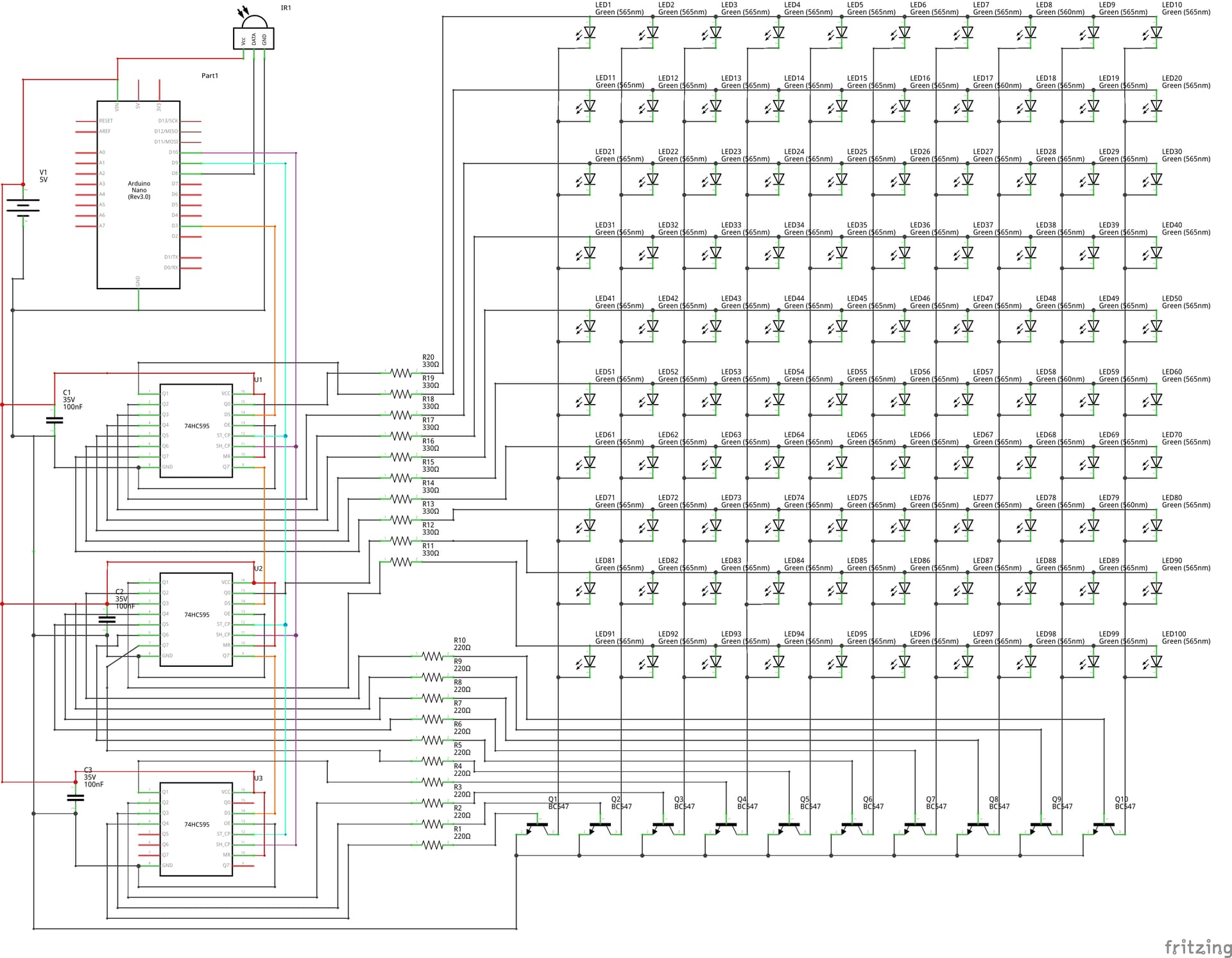 Strong flickering with multiplexed 10 x 10 LED matrix - LEDs and Multiplexing - Arduino Forum