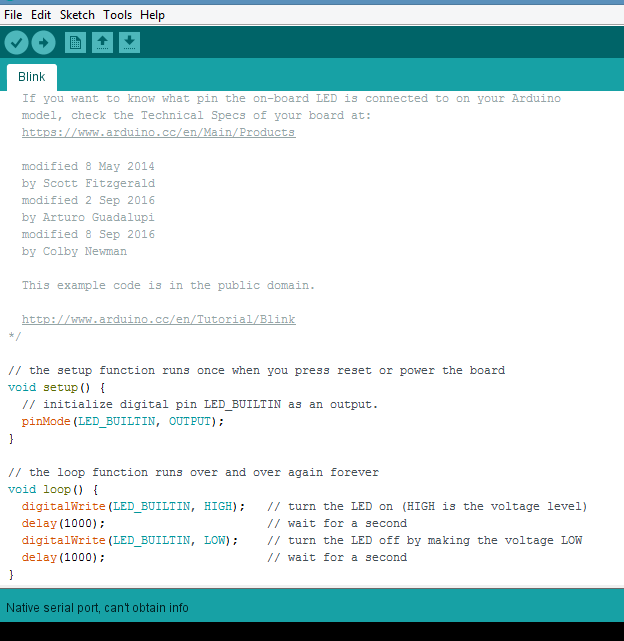 Out of box problem uploading "blink" example program - IDE 1.x ...
