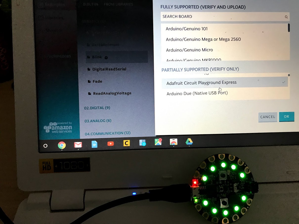 Adafruit Circuit Playground Express - Cloud Chrome App - Arduino Forum