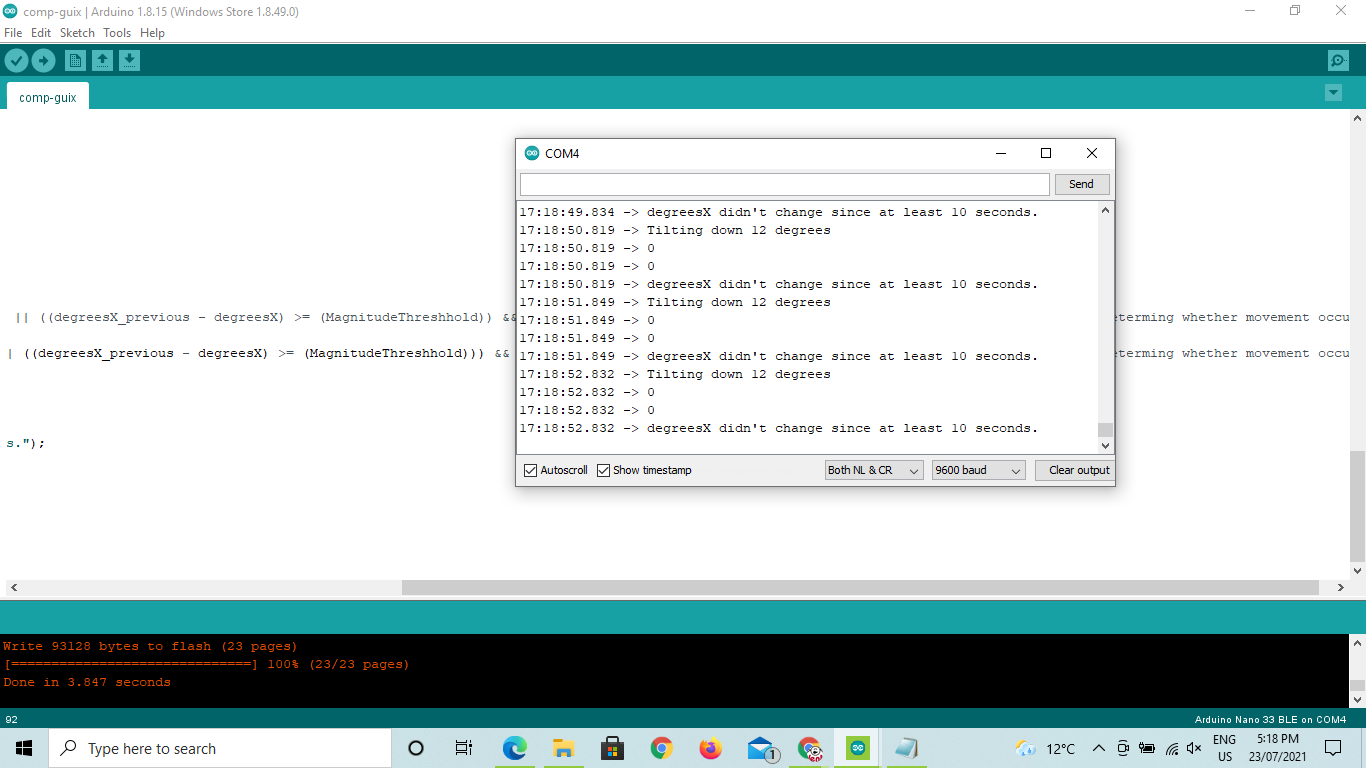Trying To Determine If My Nano 33ble Is Stationary At Any Time For A Designated Time Frame