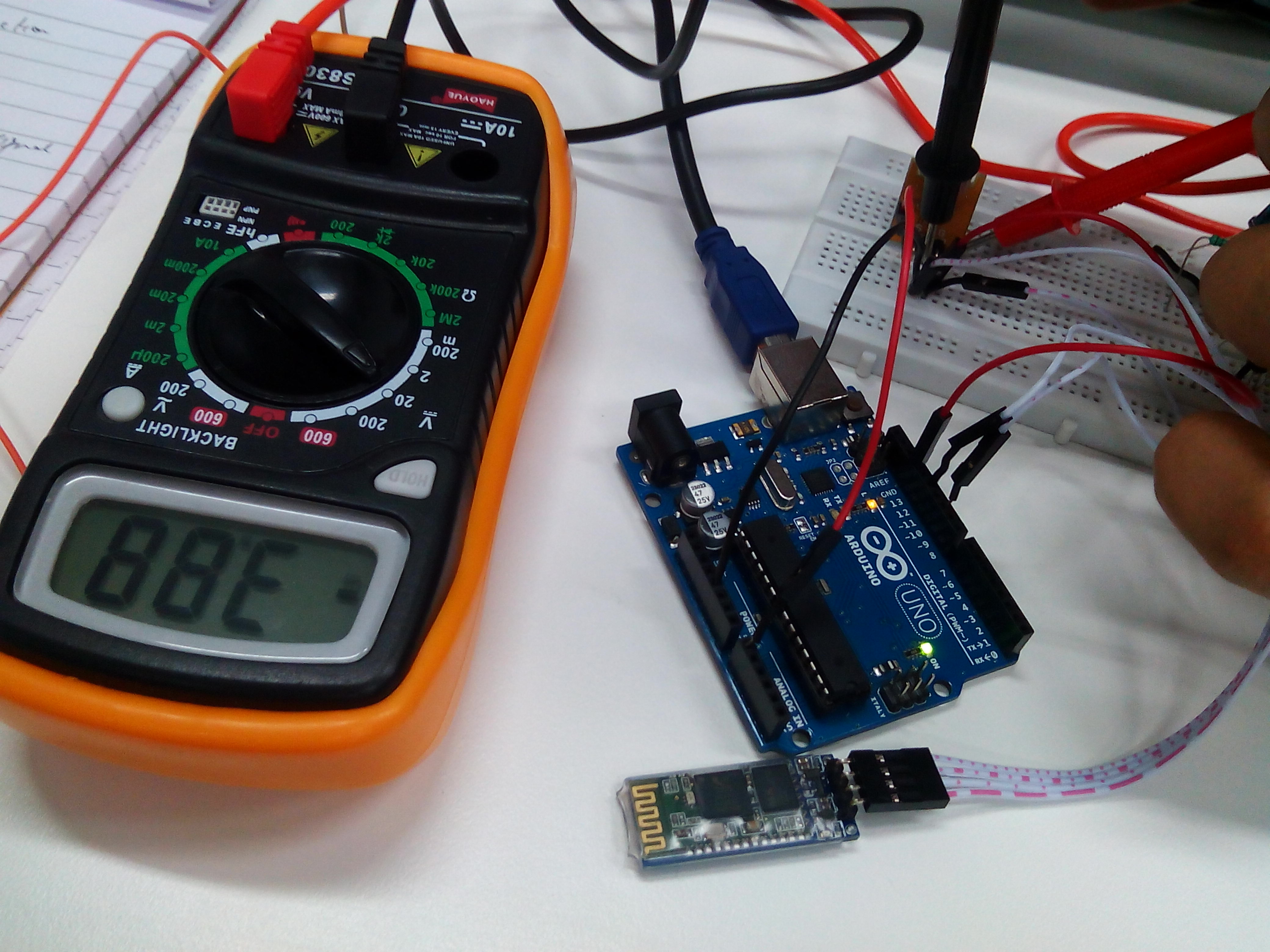 voltage across LCD(16x2) is fluctuating when connection HC-06 with ...