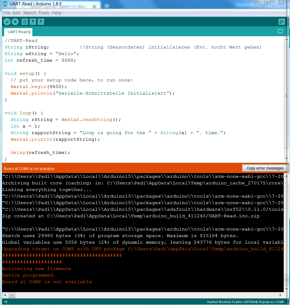 Upgrading target from one to another port while sketch-upload - Uploading - Arduino Forum