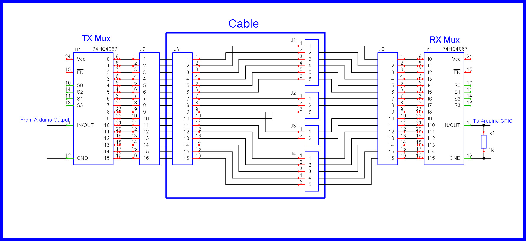 Cable harness tester with 3 connectors
