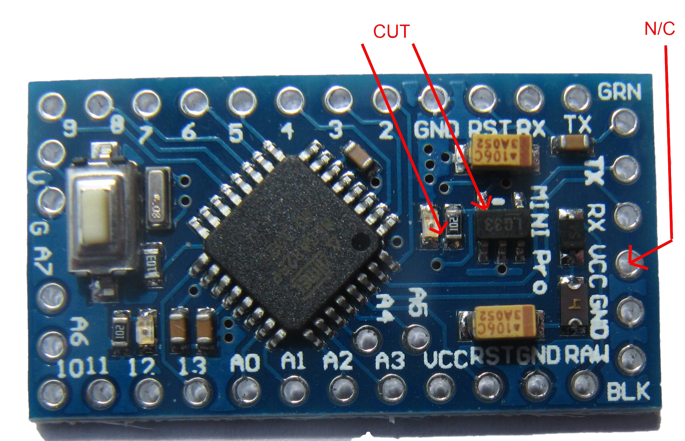 Can I convert uno r3 circuitry to pro mini by cutting traces? - Project ...