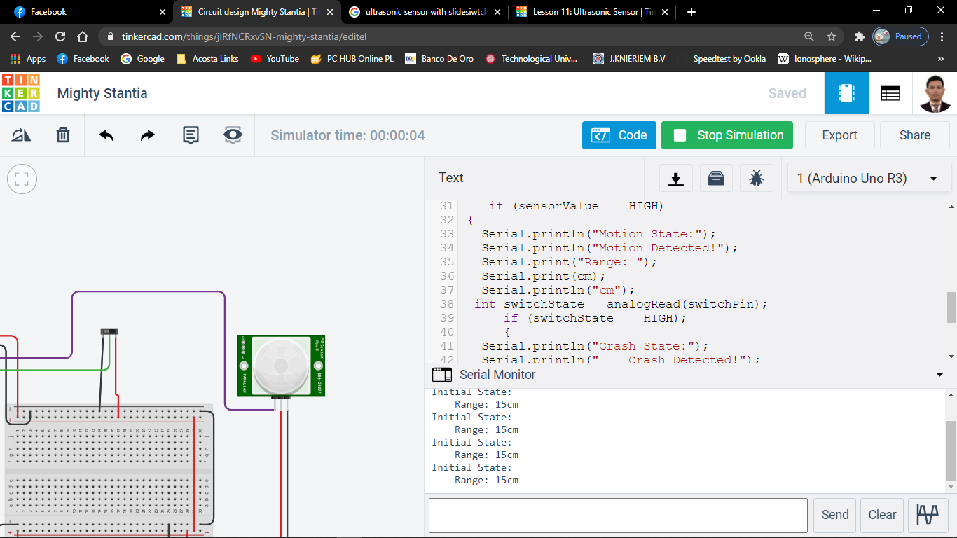 Ultrasonic sensor with slide switch ( crash sensor ) and PIR sensor ...