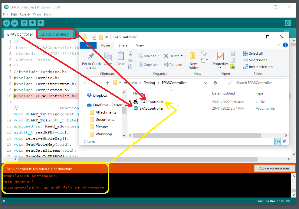IDE refuses to recognize #include file - Programming - Arduino Forum