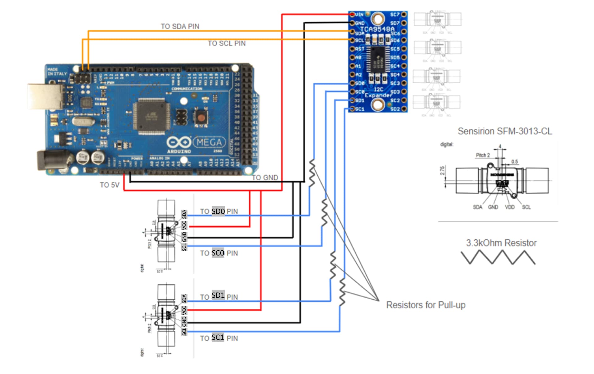 Connecting 6 Sensirion Sfm3013 Sensors To Arduino Mega General Guidance Arduino Forum