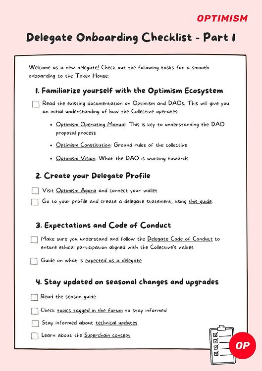 Delegate Onboarding Checklist Infographics - Delegates 🏛 - Optimism ...