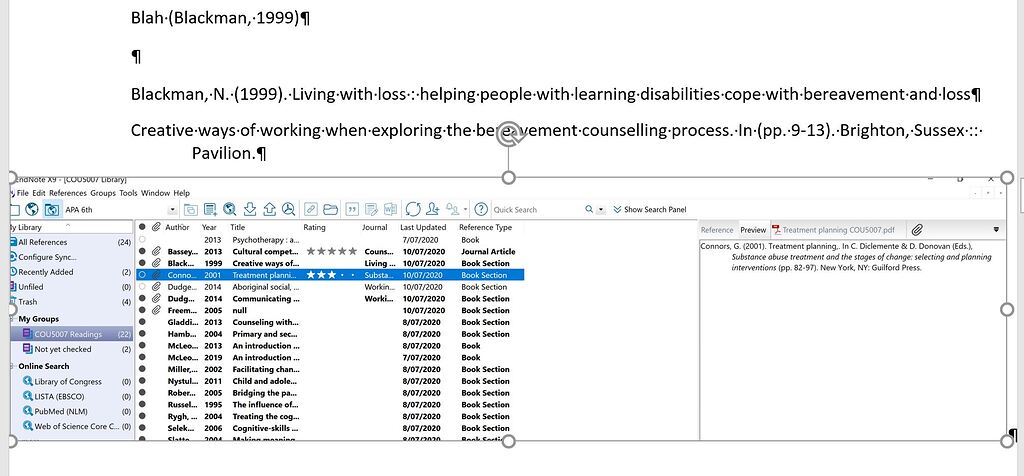 Word Reference List and Separation of Individual References - Help ...