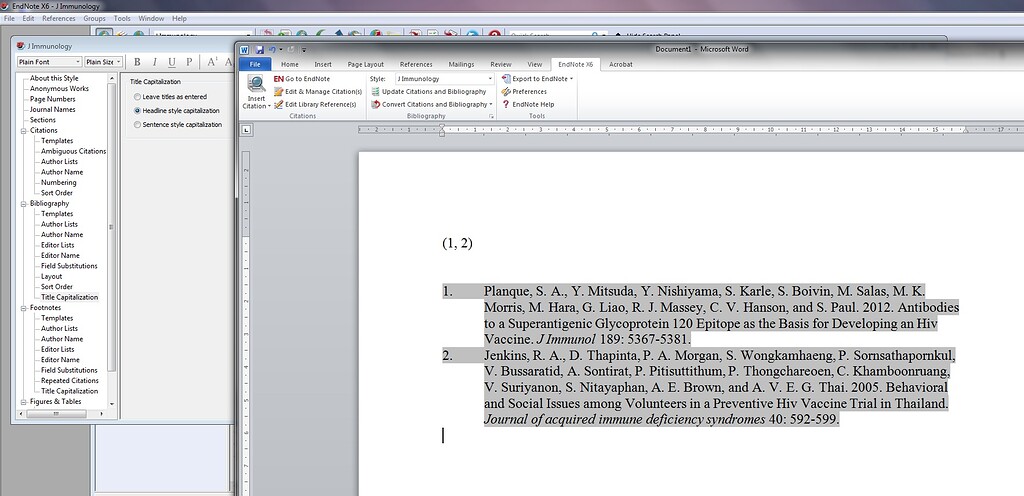 Capitalisation issue with Endnote X6 - EndNote How To - Discourse