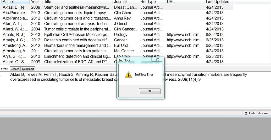 "Endnote error" when adding citations to Word document - EndNote ...