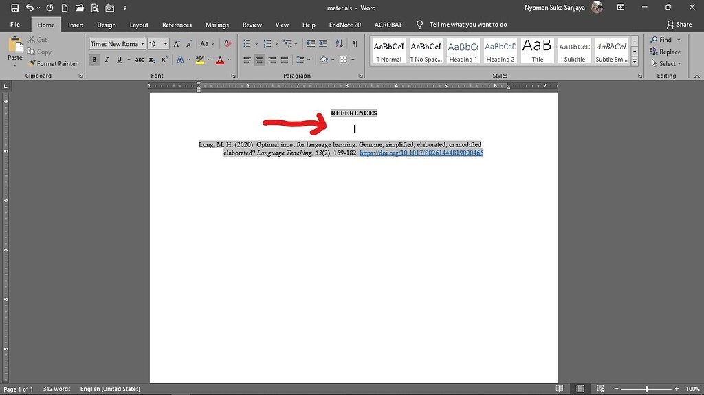 Removing extra space after Bibliography title - EndNote How To - Discourse