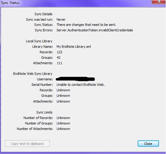 Sync error whit endnote web and x6 - EndNote General - Discourse