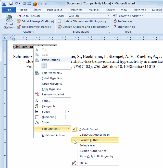 How To Insert Only Year instead Of Having To Edit After Inserting Author And Year 2 By 