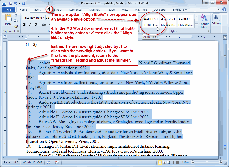 Right alignment Of Bibliography Numbers EndNote General Discourse