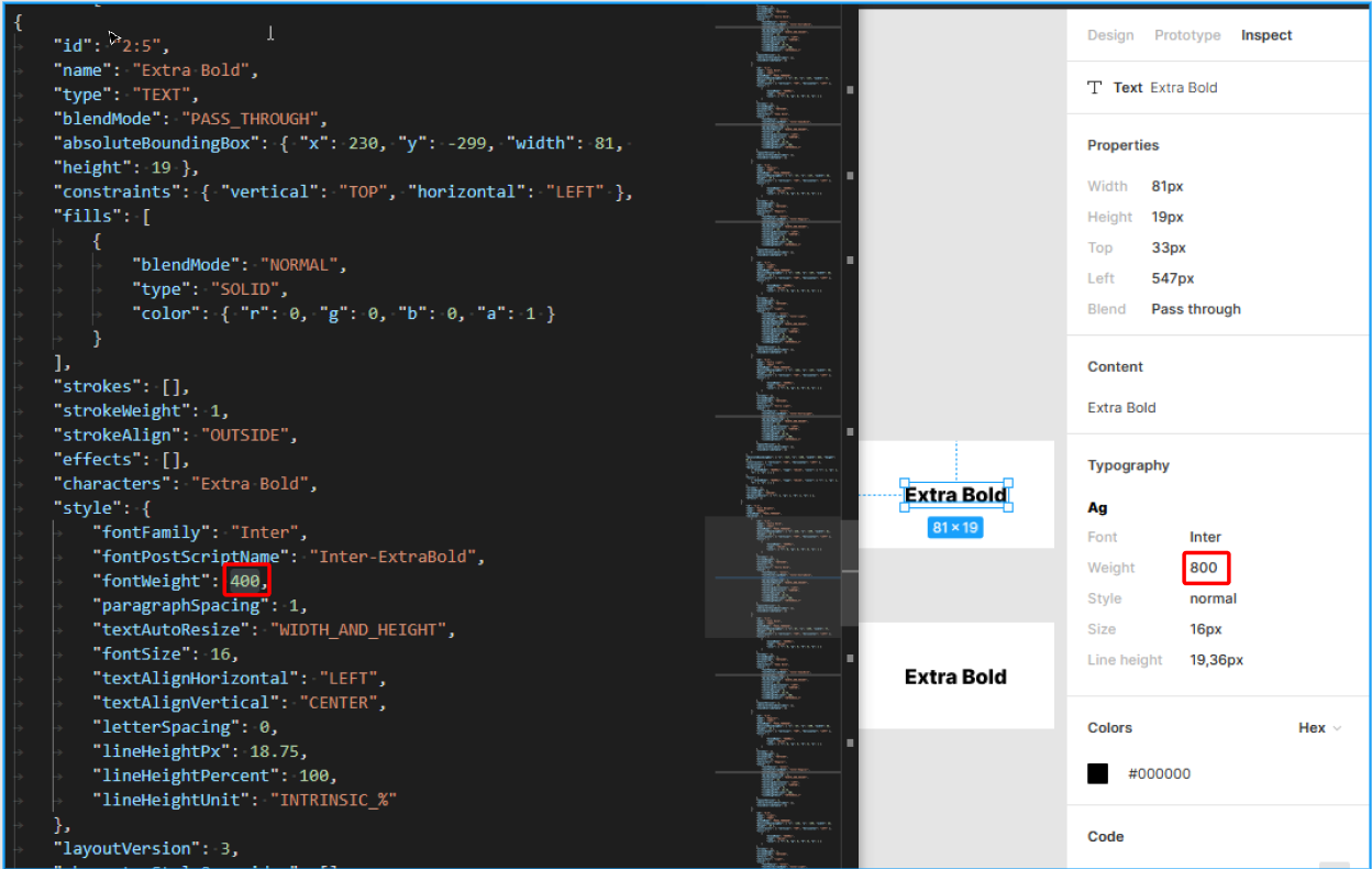  Font Weight Values Mismatch When Exported Vs When Inspected REST API 