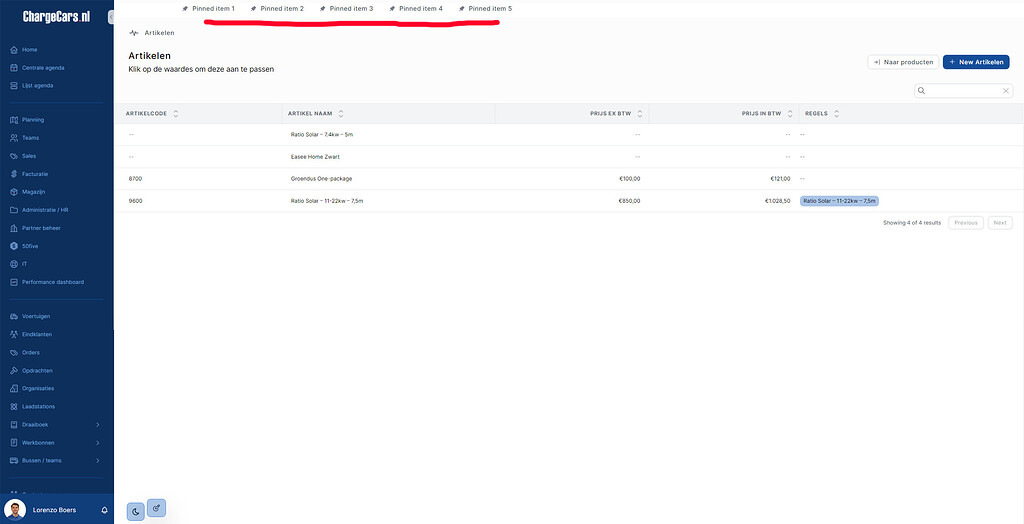 Custom Pinning and quick access for Favorite Views (see example image) - Feature Requests - Noloco