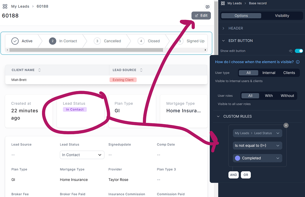 Hide edit button - Ask for Help - Noloco