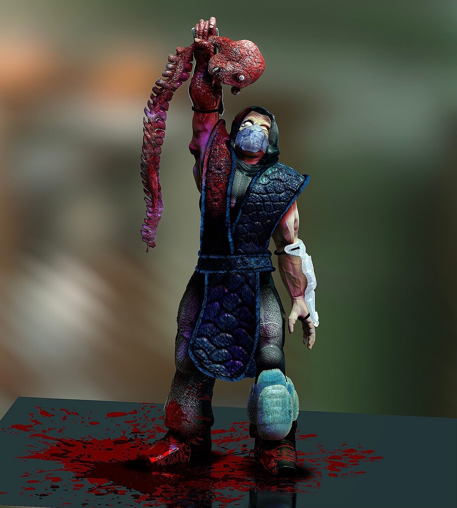 Sub-Zero Spine Rip Fatality; 4K PBR Re-render + New Absorption Effect ...