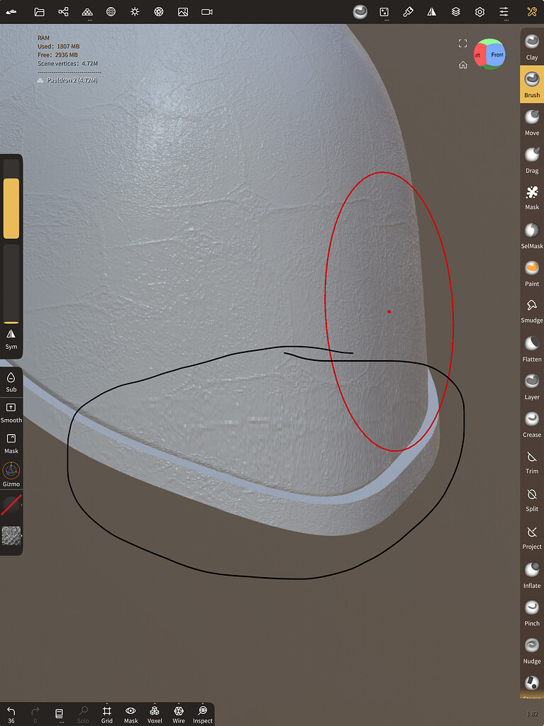 Low quality texture on portion of model - Lounge - Nomad Sculpt