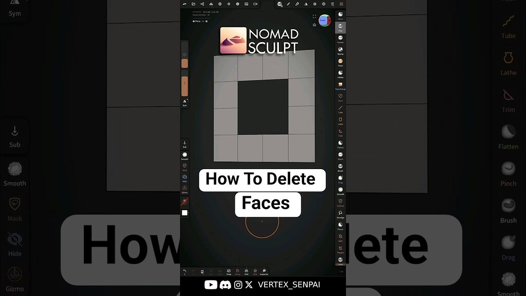 How to delete faces in Nomad sculpt - Tips, Tutorials and Help - Nomad Sculpt