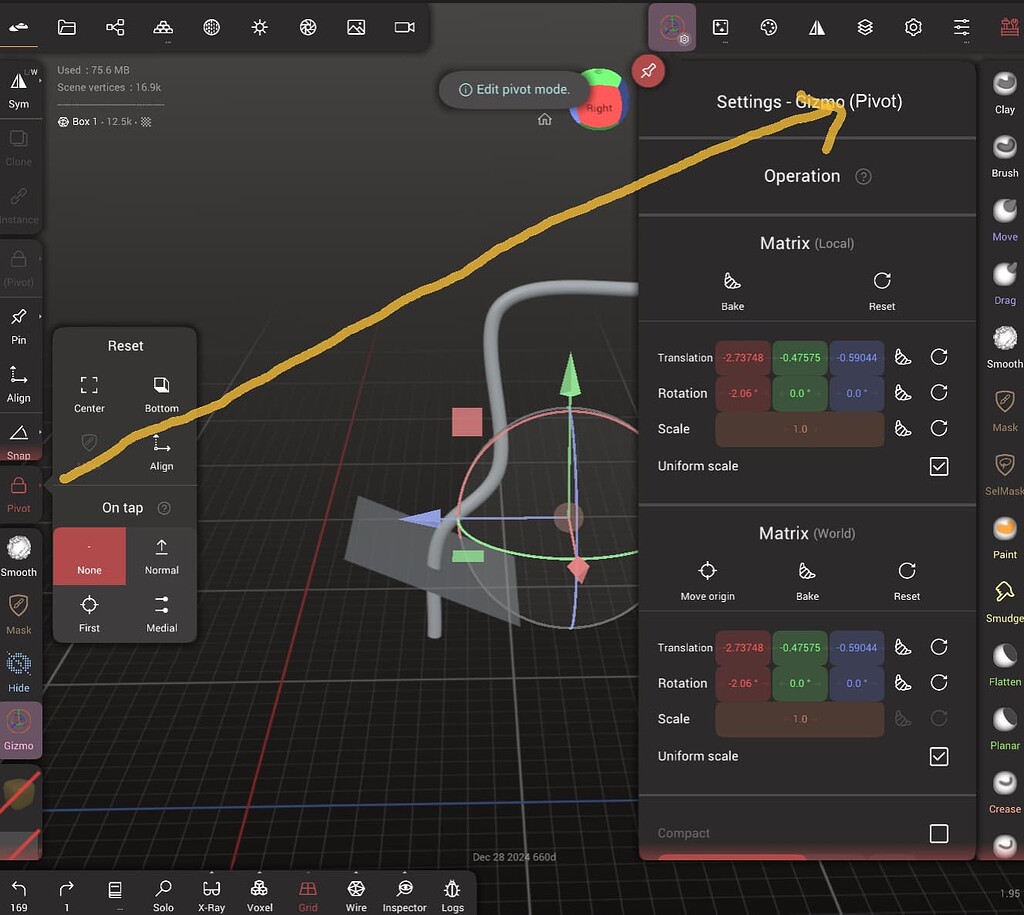 Show pivot values in Gizmo Menu (in Edit Pivot mode) - Feature Request ...