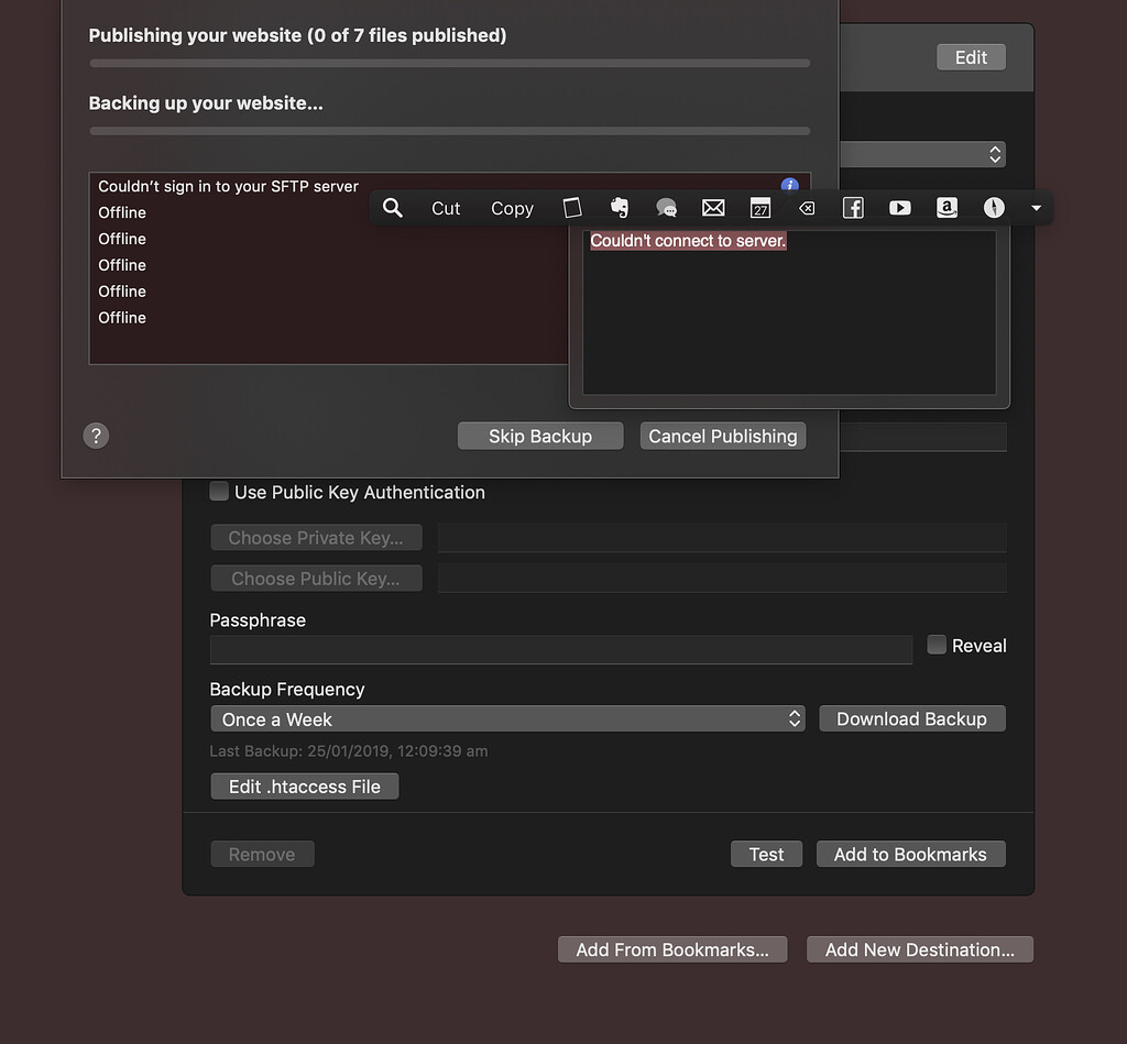Cant publish to SFTP server - Classic - RapidWeaver Support Forum