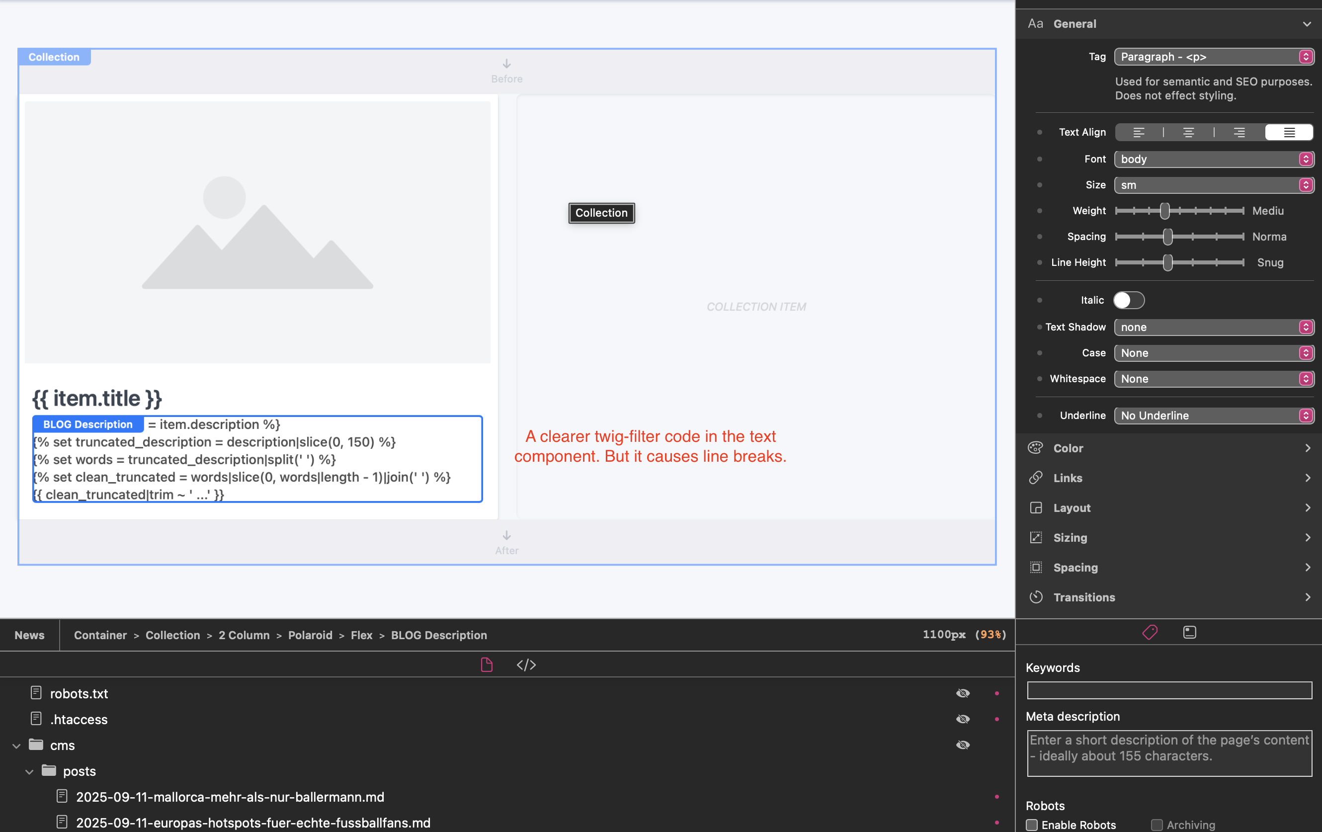 CMS Twig-Filter in Text Component - Elements CMS - RapidWeaver Support Forum