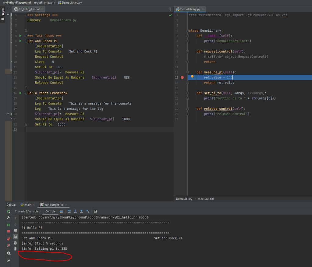 PyCharm does not connect to pydev debugger when hitting a Robot line ...