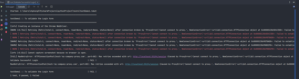 Cannot open browser because of proxy - Robot Framework - Robot Framework
