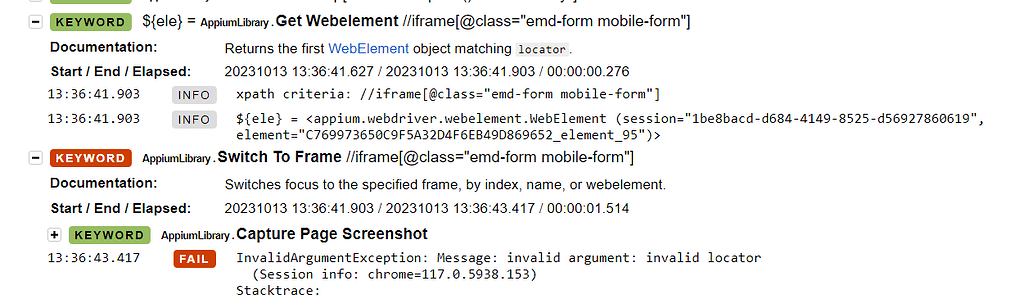 Unable to select frame using switch to frame keyword in robot framework appium - Appium - Robot ...