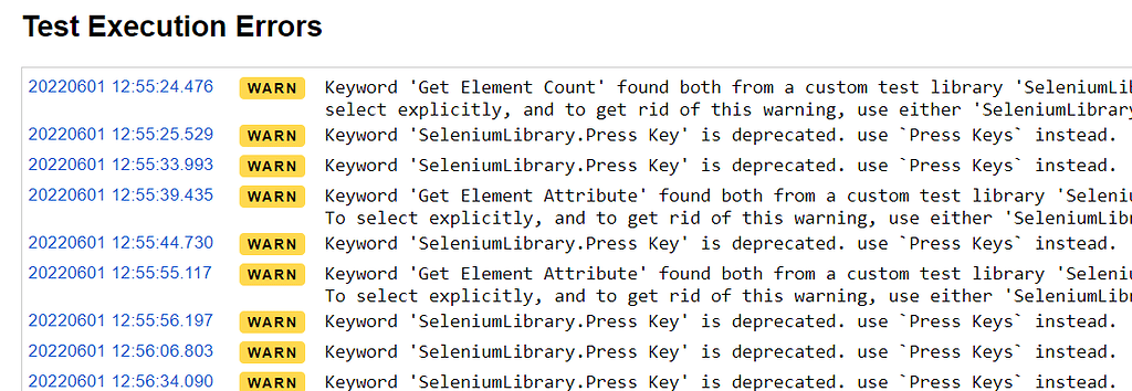 Any way to disable warning from console and report in robot framework ...