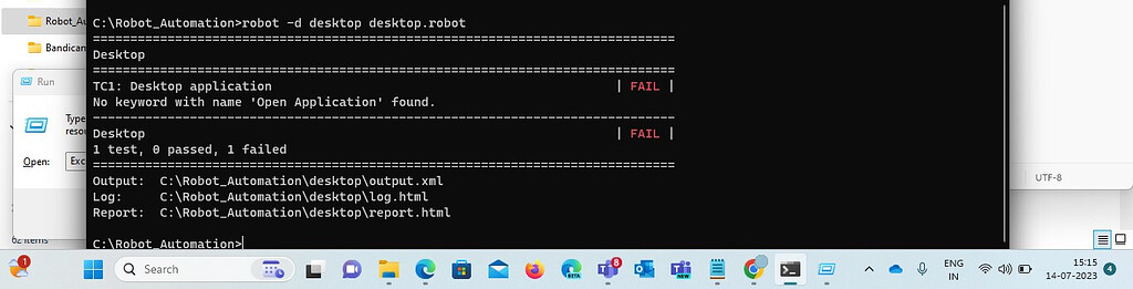 Even if we installed rpaframework library, unable to Access keywords in rpaframework library ...