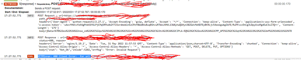 How to handle HTTPError: 400 Client Error: for url:? - Robot Framework - Robot Framework