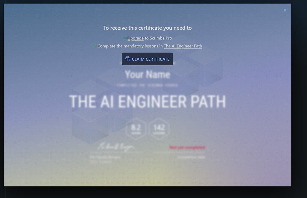 Unable to claim my certificate - General Discussion - Scrimba