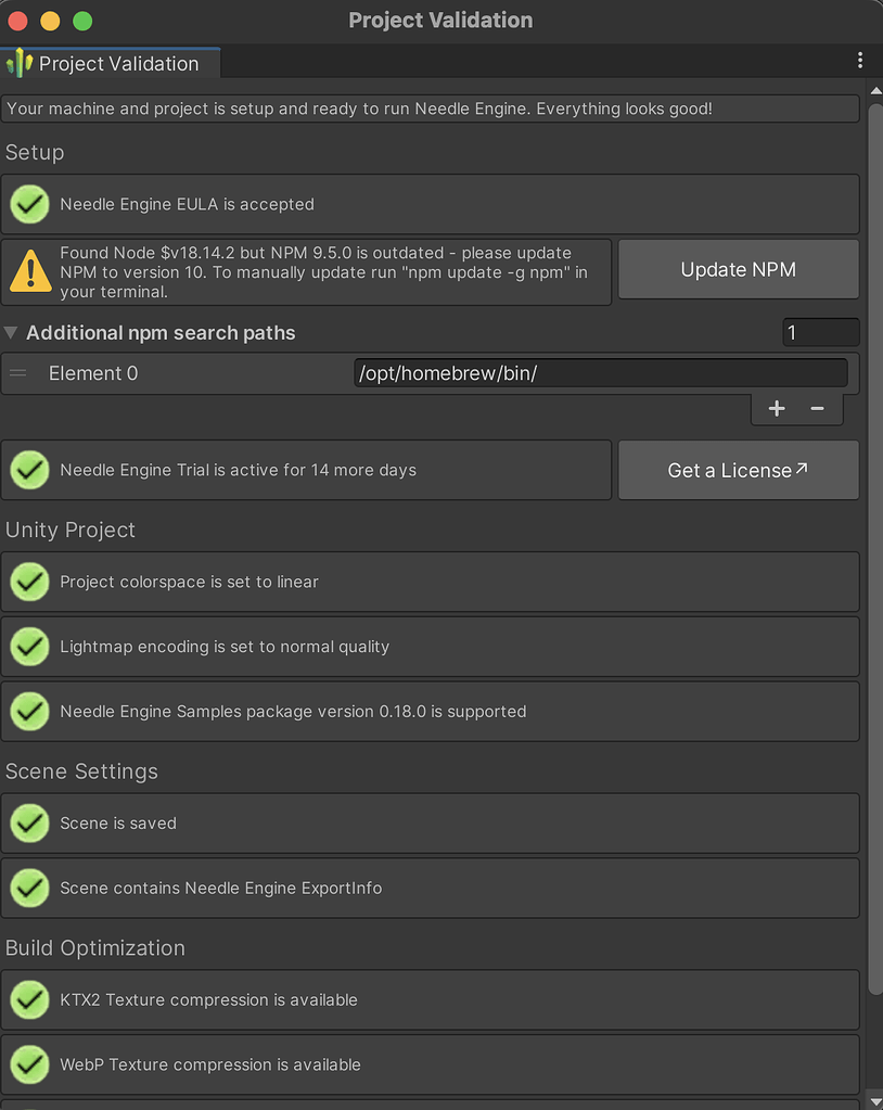 Needle not detecting NPM installed through home-brew - 🌵 Needle Engine - Needle