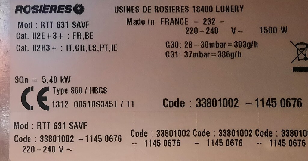 Plaque Mixte Rosières - RTT631SAVF - Impossible d'allumer le brûleur ...